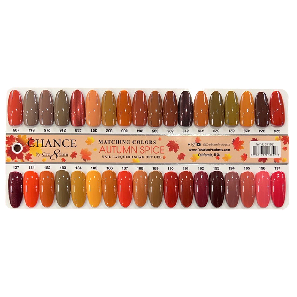 Chance Gel Color Chart Board 36 tips "Autumn Spice" – Beauty Page, Inc.