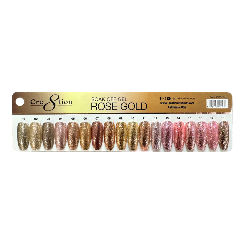 Cre8tion Rose Gold Gel Color Board 18 Colors – Beauty Page, Inc.
