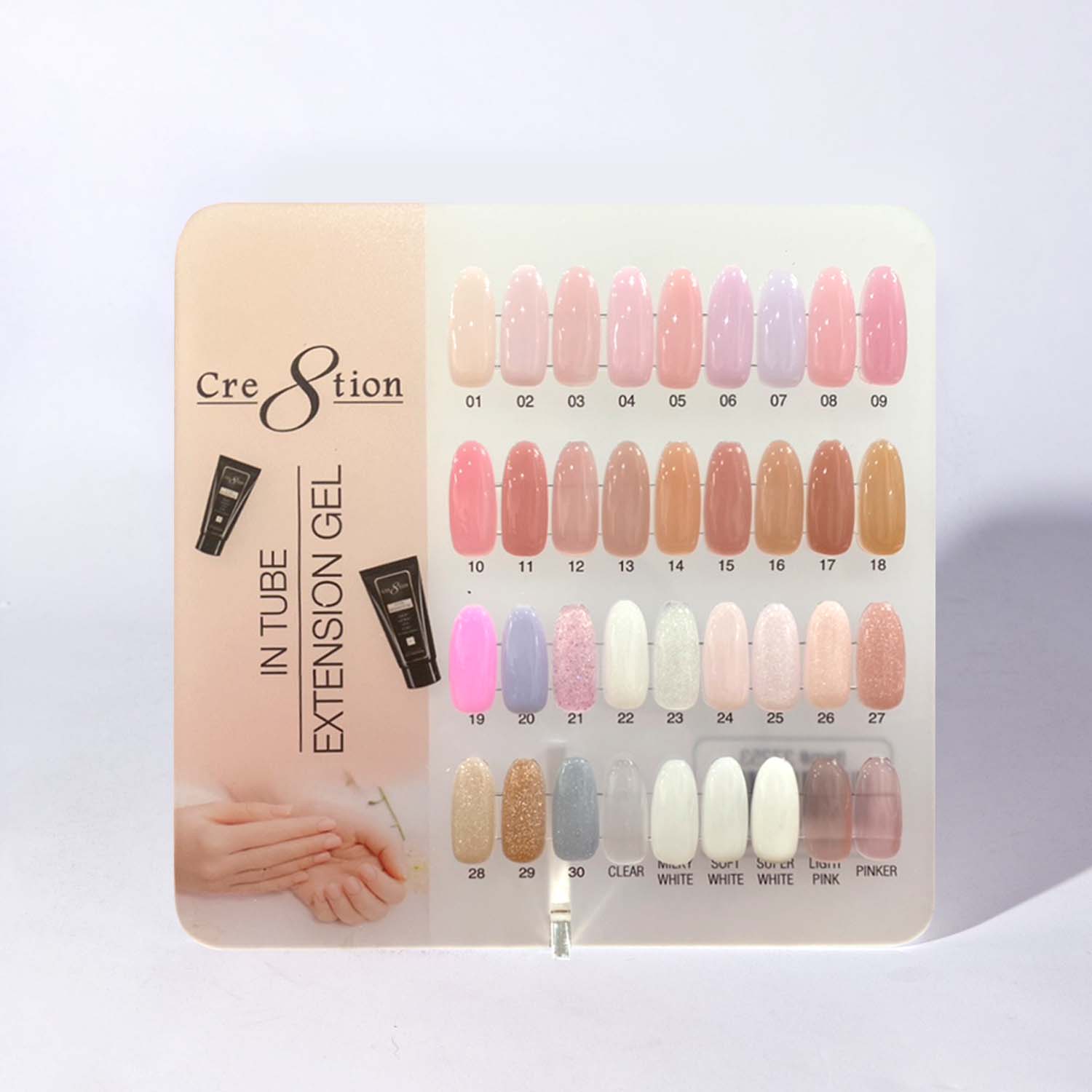 Cre8tion Counter Display Color Chart - In Tube Extension Gel 36 Colors ...