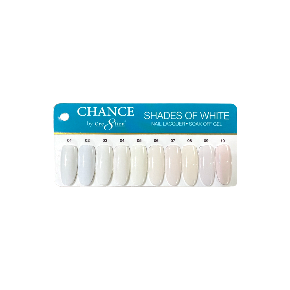 Chance Gel Color Chart Board 10 Tips "Shade of White" – Beauty Page, Inc.