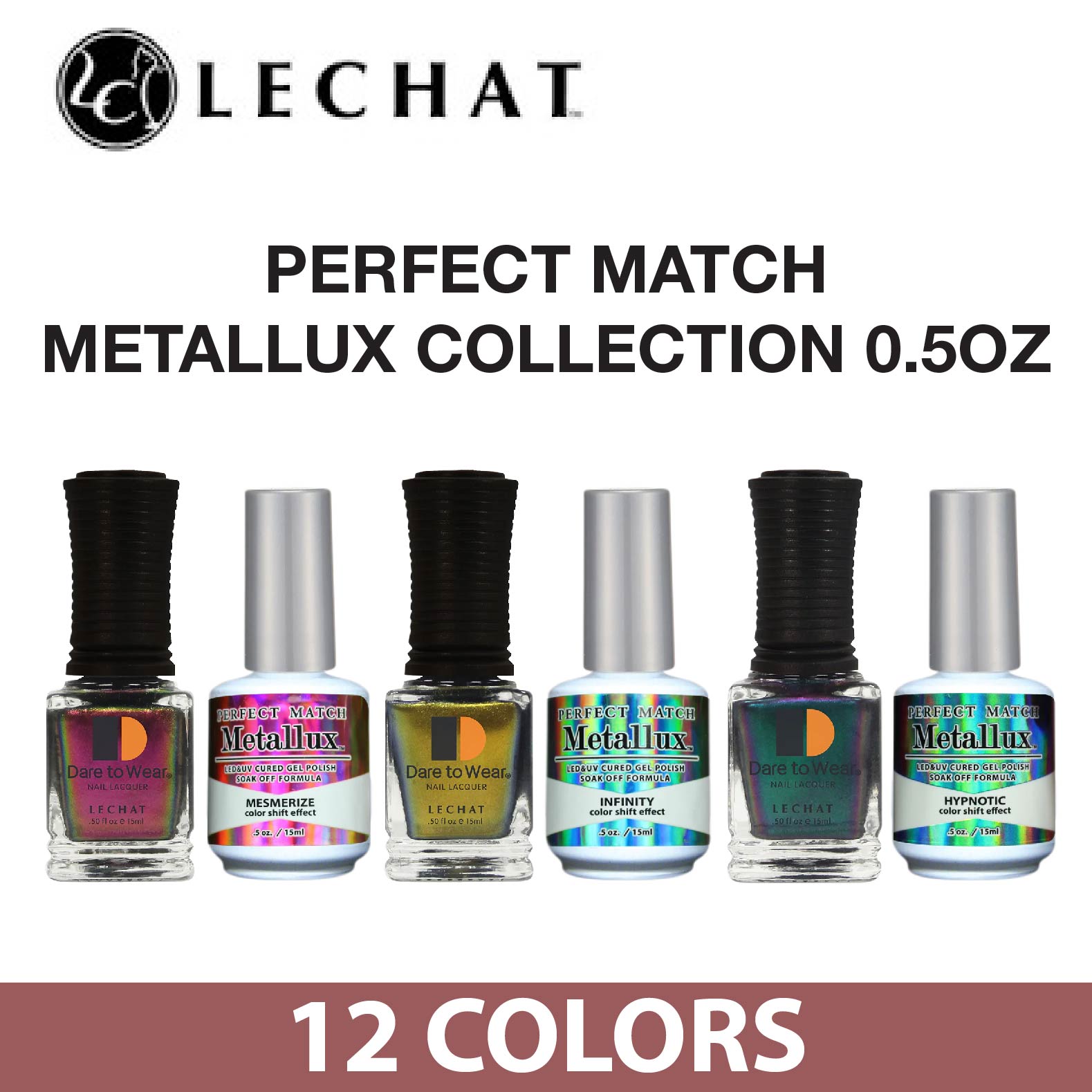 Lechat Perfect Match Soak Off Gel 0.5 oz. - Metallux Collection 108 pc ...